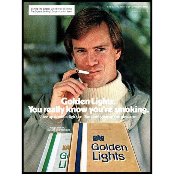 Golden Lights | Art | 981 Golden Lights Cigarettes Vintage Print Ad ...